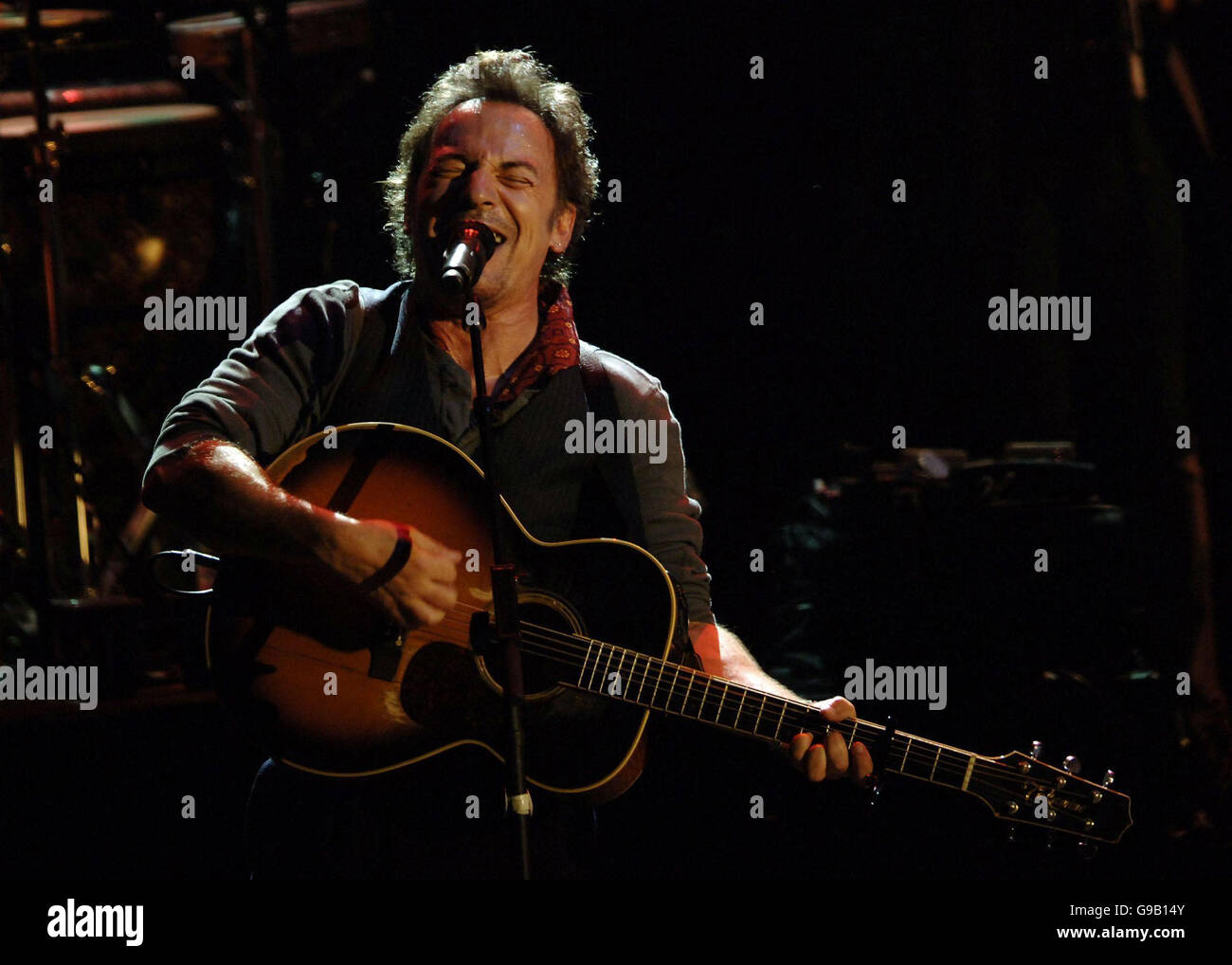 Bruce Springsteen performing on stage at the Hammersmith Apollo in west ...