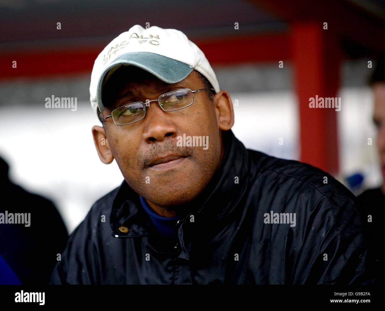 Lincoln City's manager Keith Alexander looks concered during the game ...