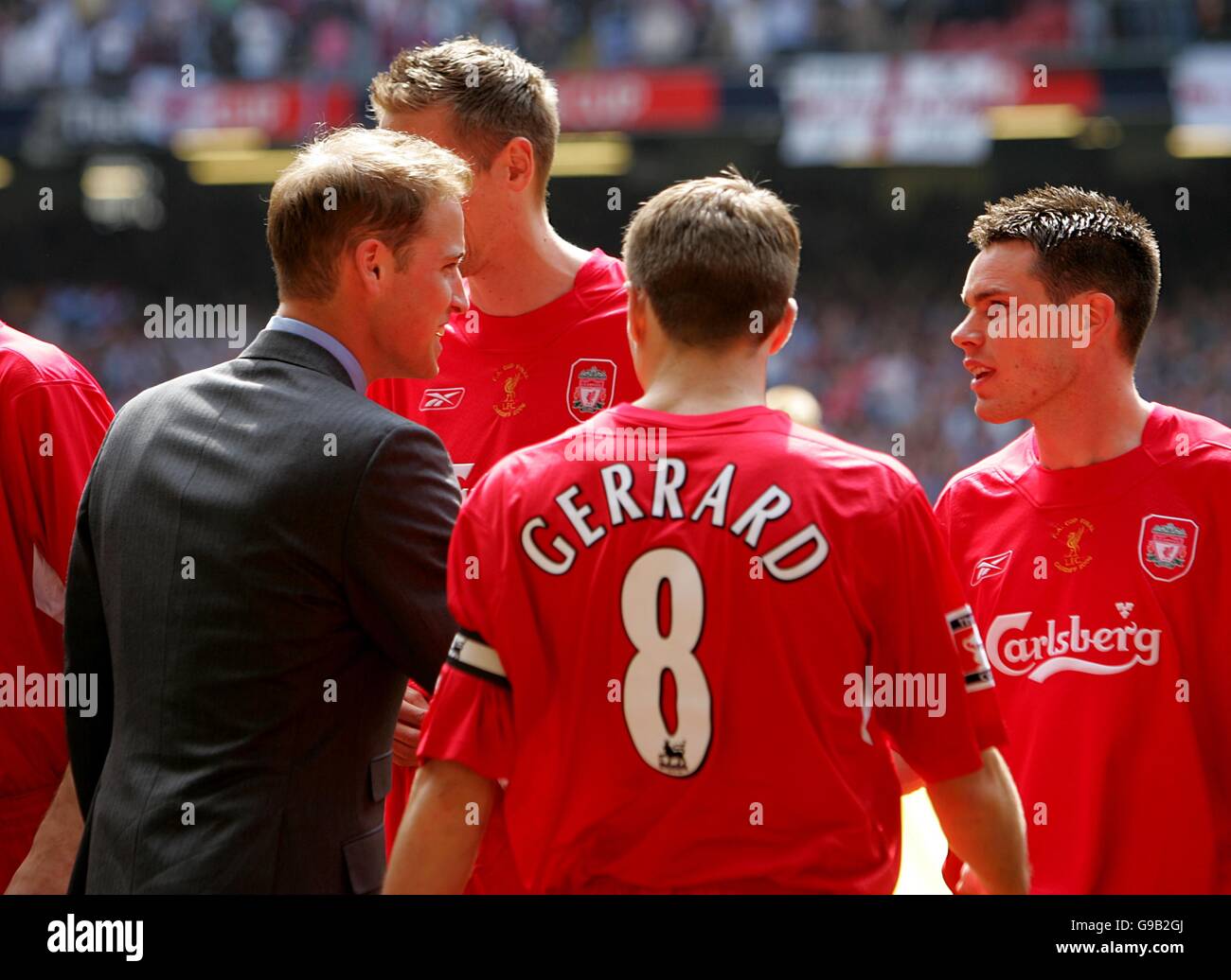 Hrh prince william greets liverpools steve finnan r hi-res stock ...