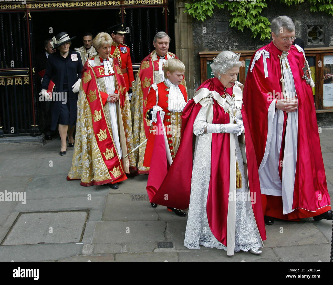 Britain's Queen Elizabeth II speaks to David Hutt after leaving the ...