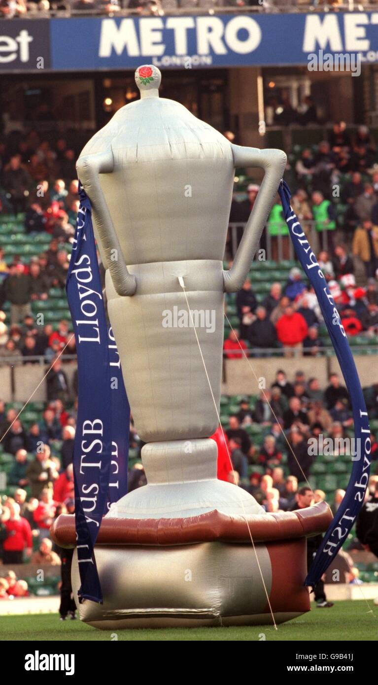 A giant inflatable six nations trophy on the pitch hi-res stock ...
