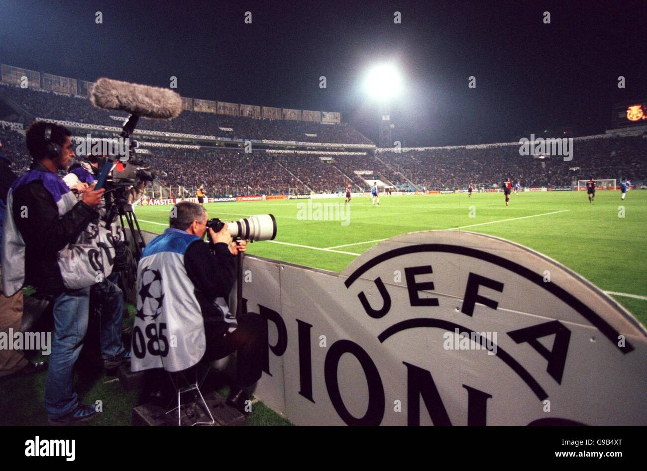 The uefa champions league logo on photographers bib board hi-res stock ...