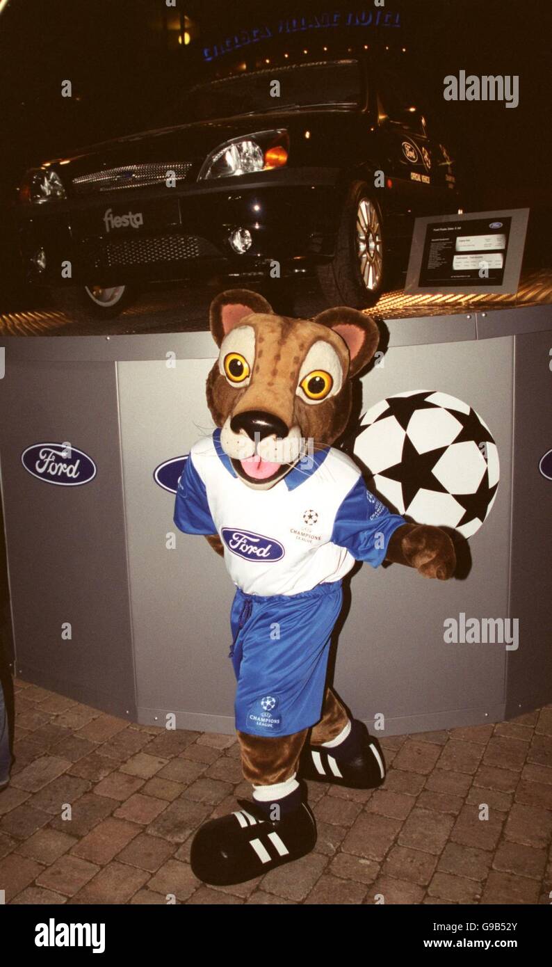 The ford mascot stands in front of the ford stand hi-res stock ...