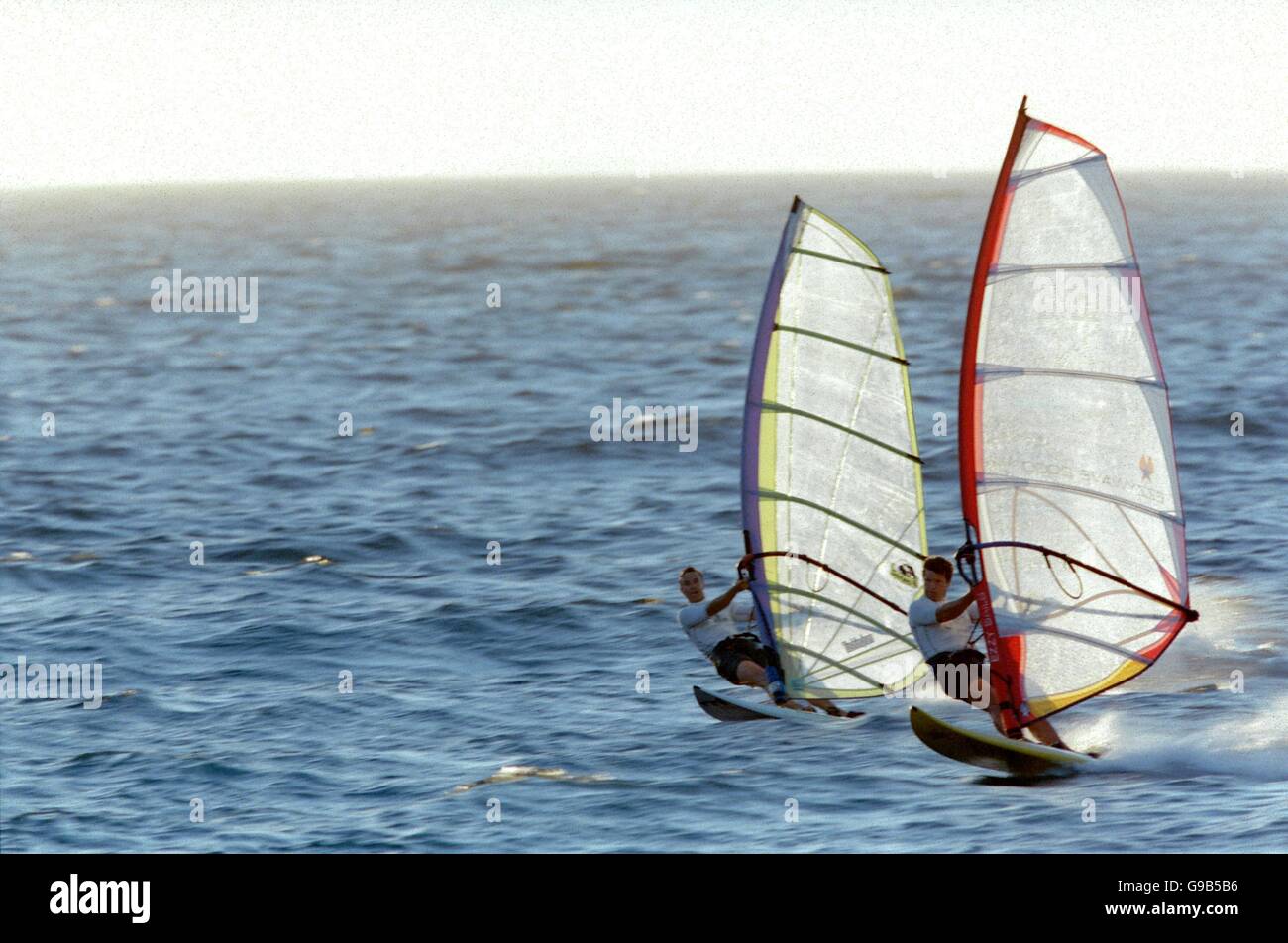 Windsurfing - Perth Beach, Australia. A pair of windsurfers off Perth ...