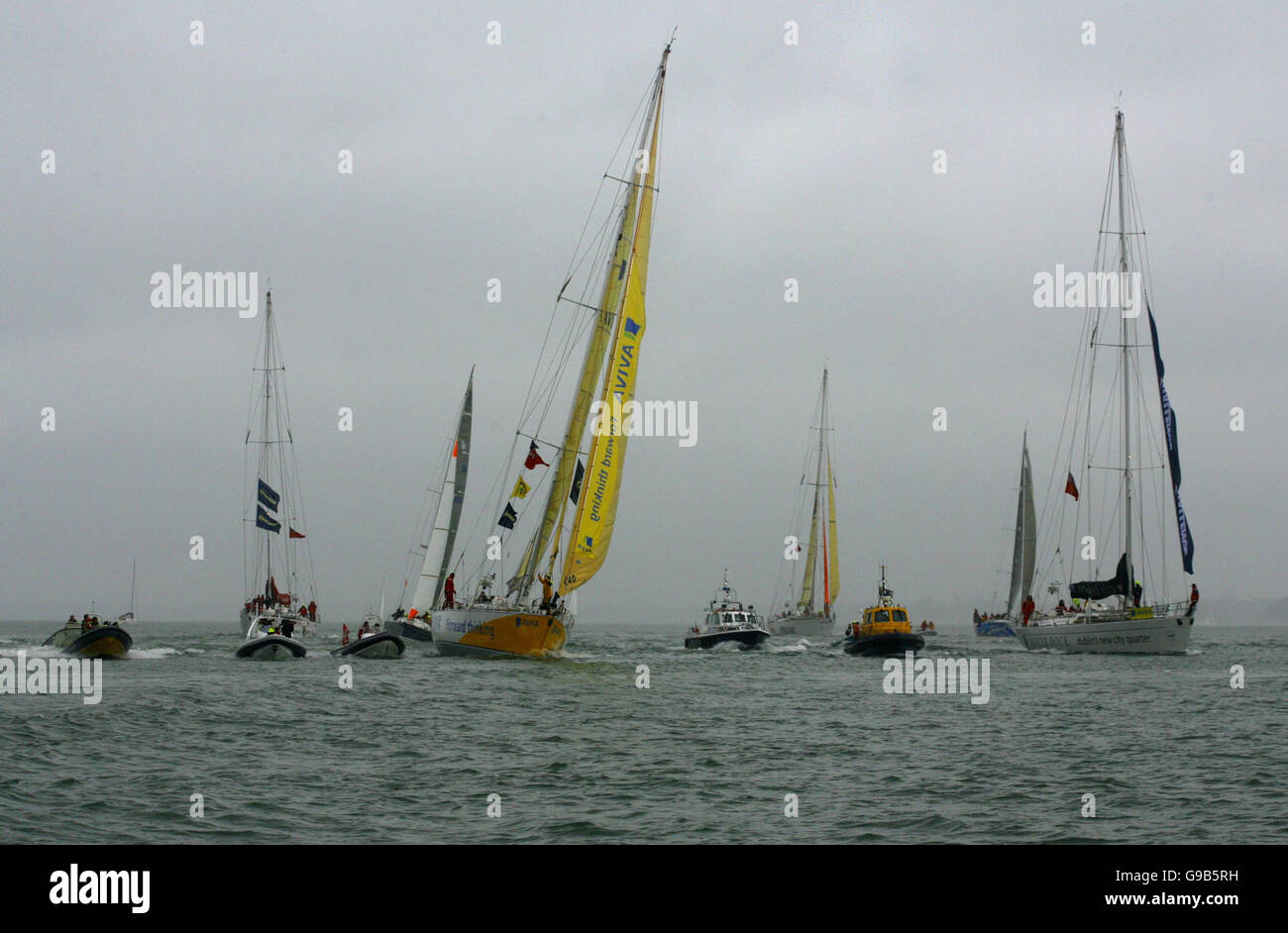 A small flotailla of boats turned out in appaling weather to welcome ...