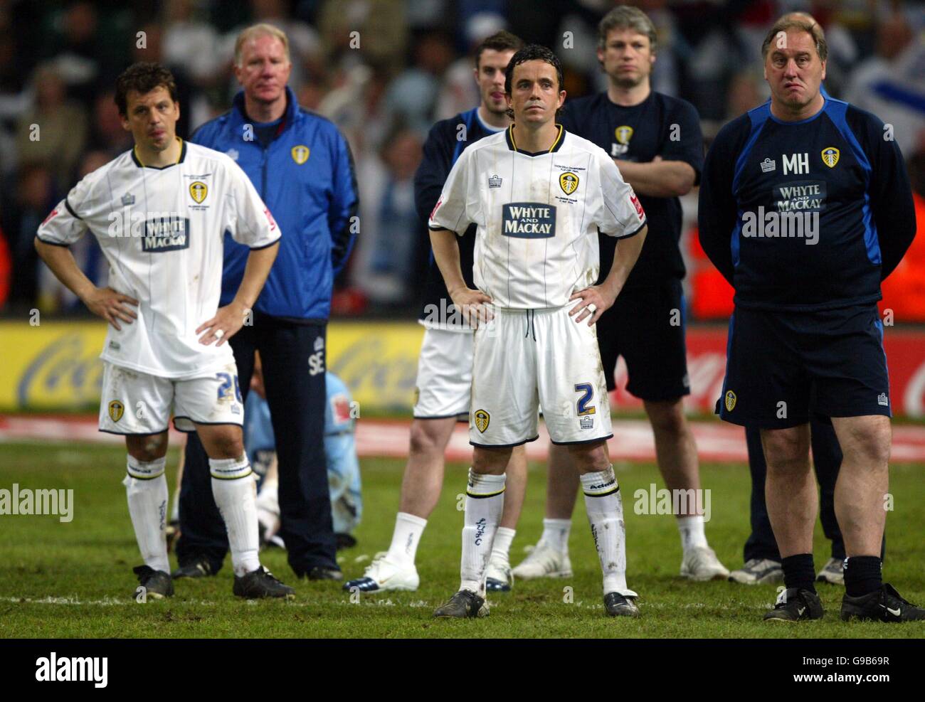 Leeds United's Robert Blake and Gary Kelly are dejected after losing ...
