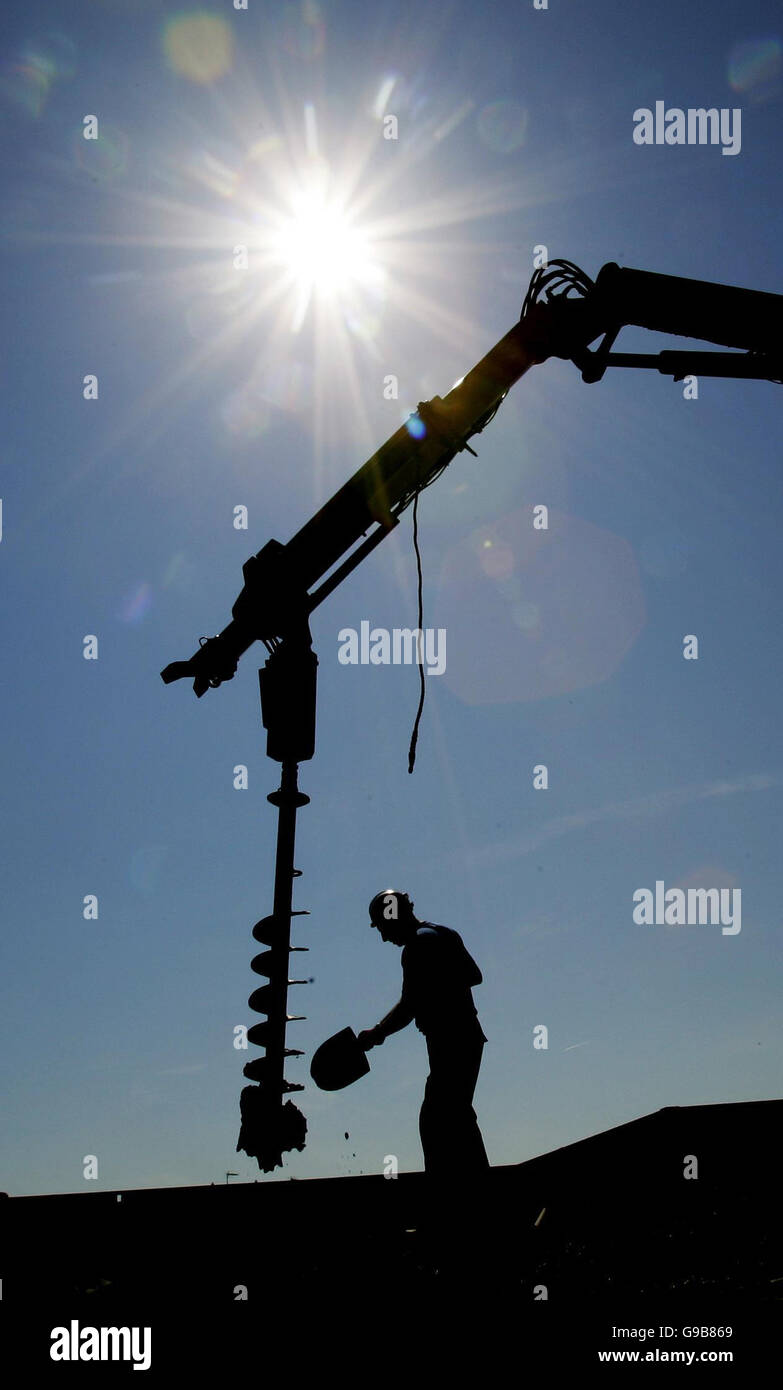 A generic picture of British Telecom engineers removing old telecom ...