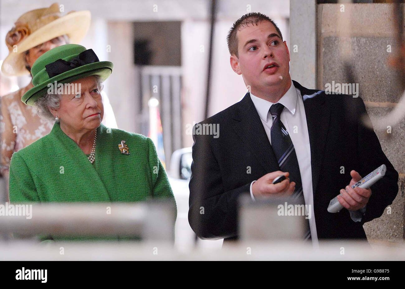 Farmers son Mark Verity (right) speaks to Britain's Queen Elizabeth II and the Duke of Edinburgh ...