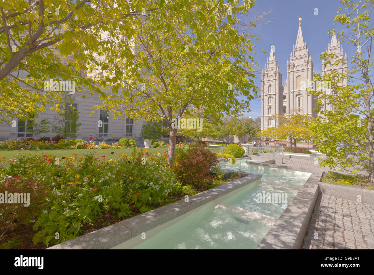 Temple square in Salt lake city Utah with gardens Stock Photo - Alamy