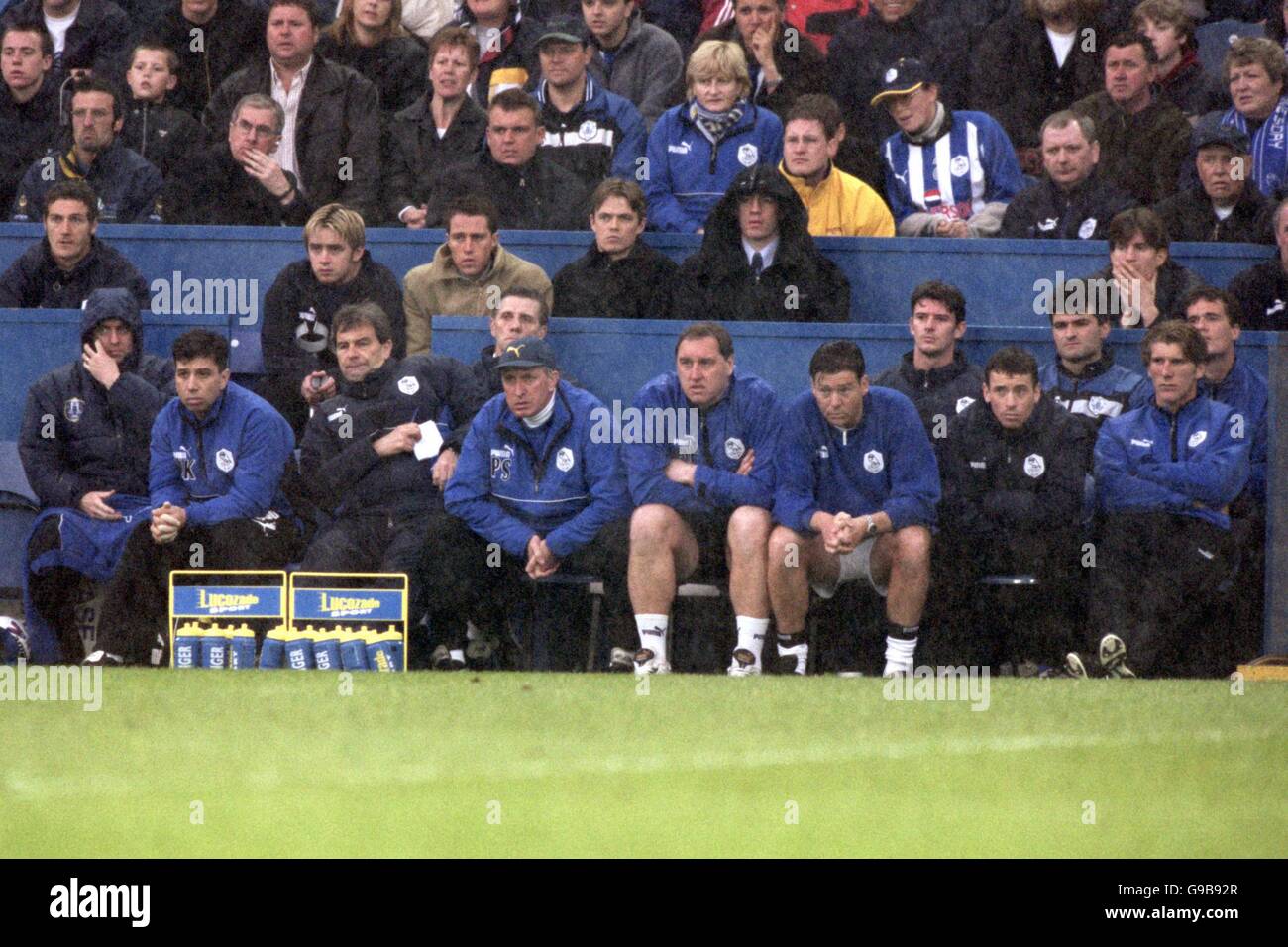 Sheffield Wednesday's manager Peter Shreeves (4th from left) looks out ...