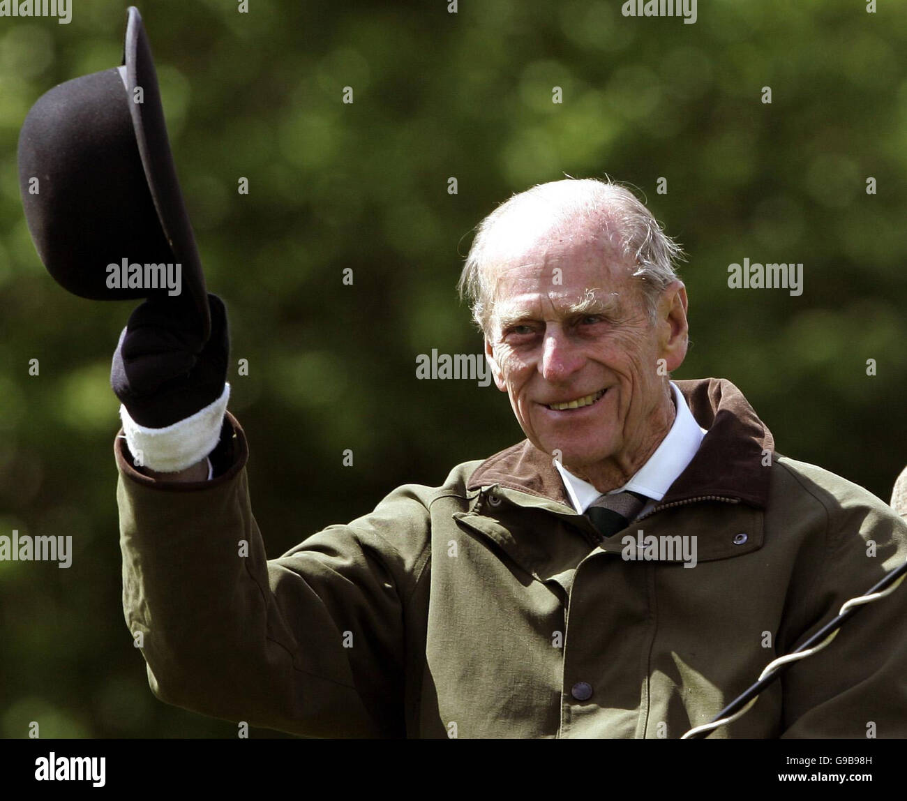The Duke of Edinburgh with his Fell pony team after taking part in the ...
