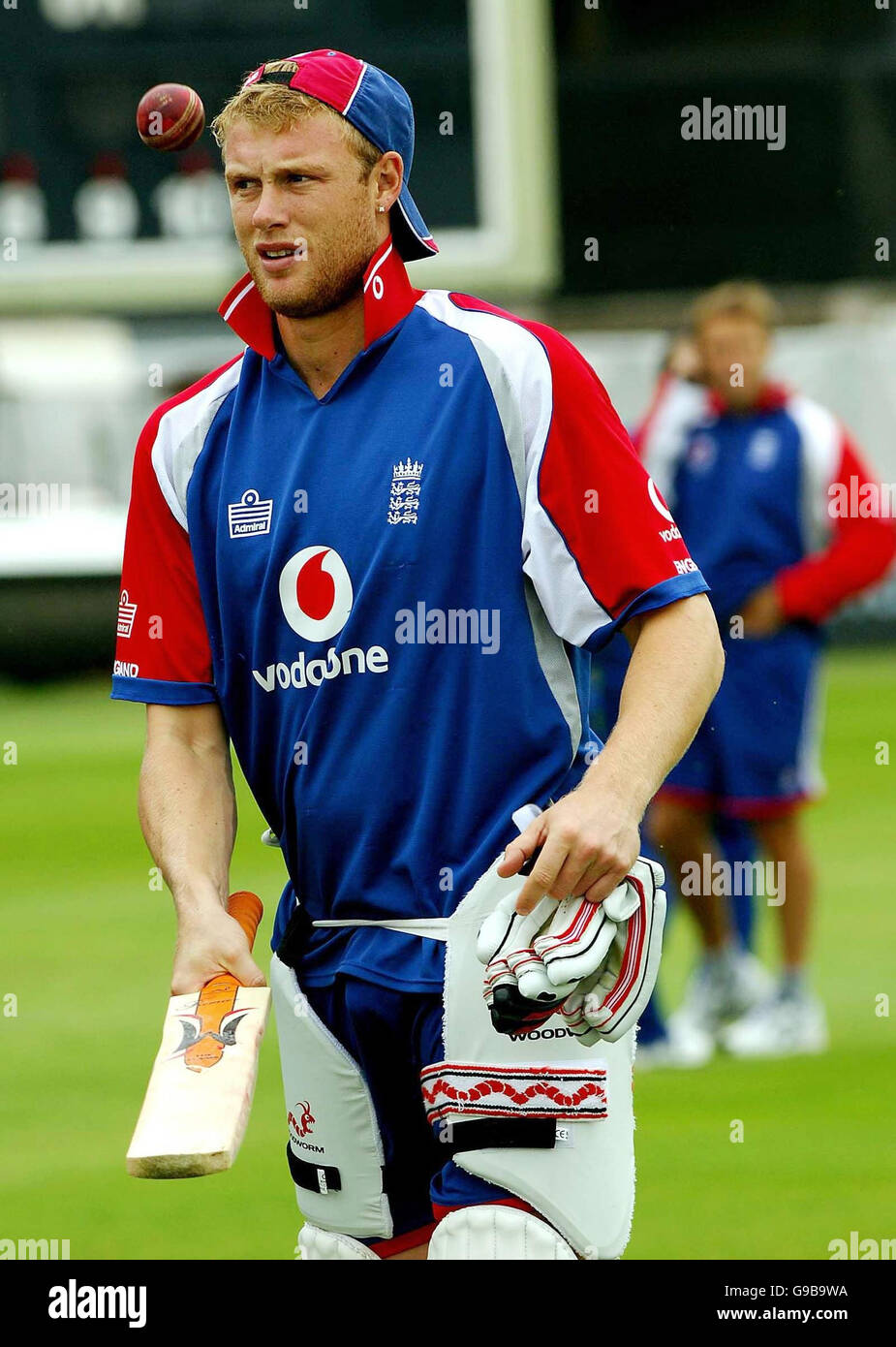 England's Andrew Flintoff during a nets session at Trent Bridge ...