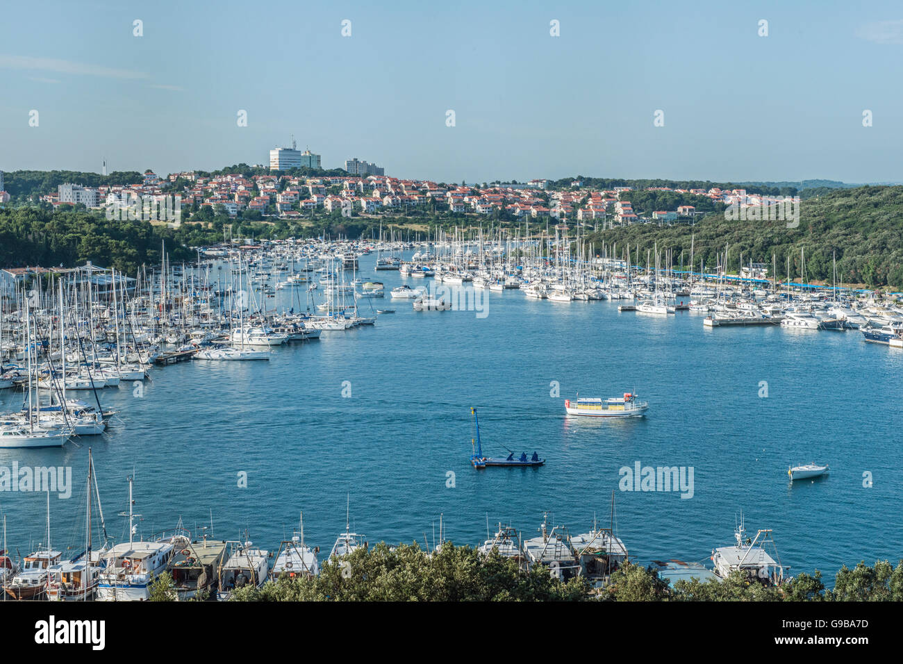 Pula Marina on the Istrian Coast Croatia on a sunny summer evening ...