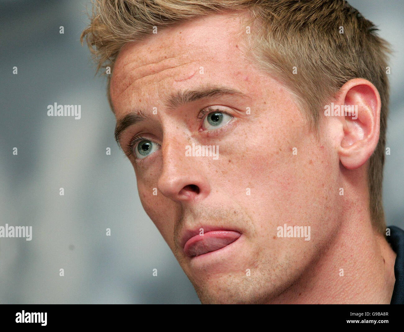 England's Peter Crouch during a press conference at Old Trafford in ...