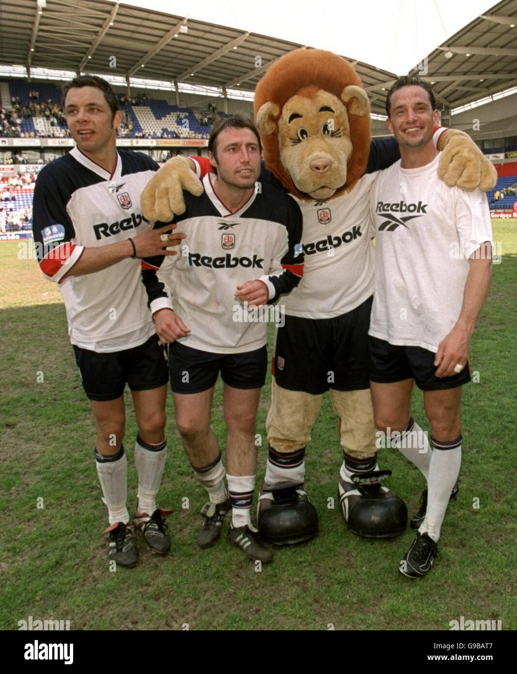 Bolton wanderers matchwinner dean holdsworth celebrates with l r mark ...