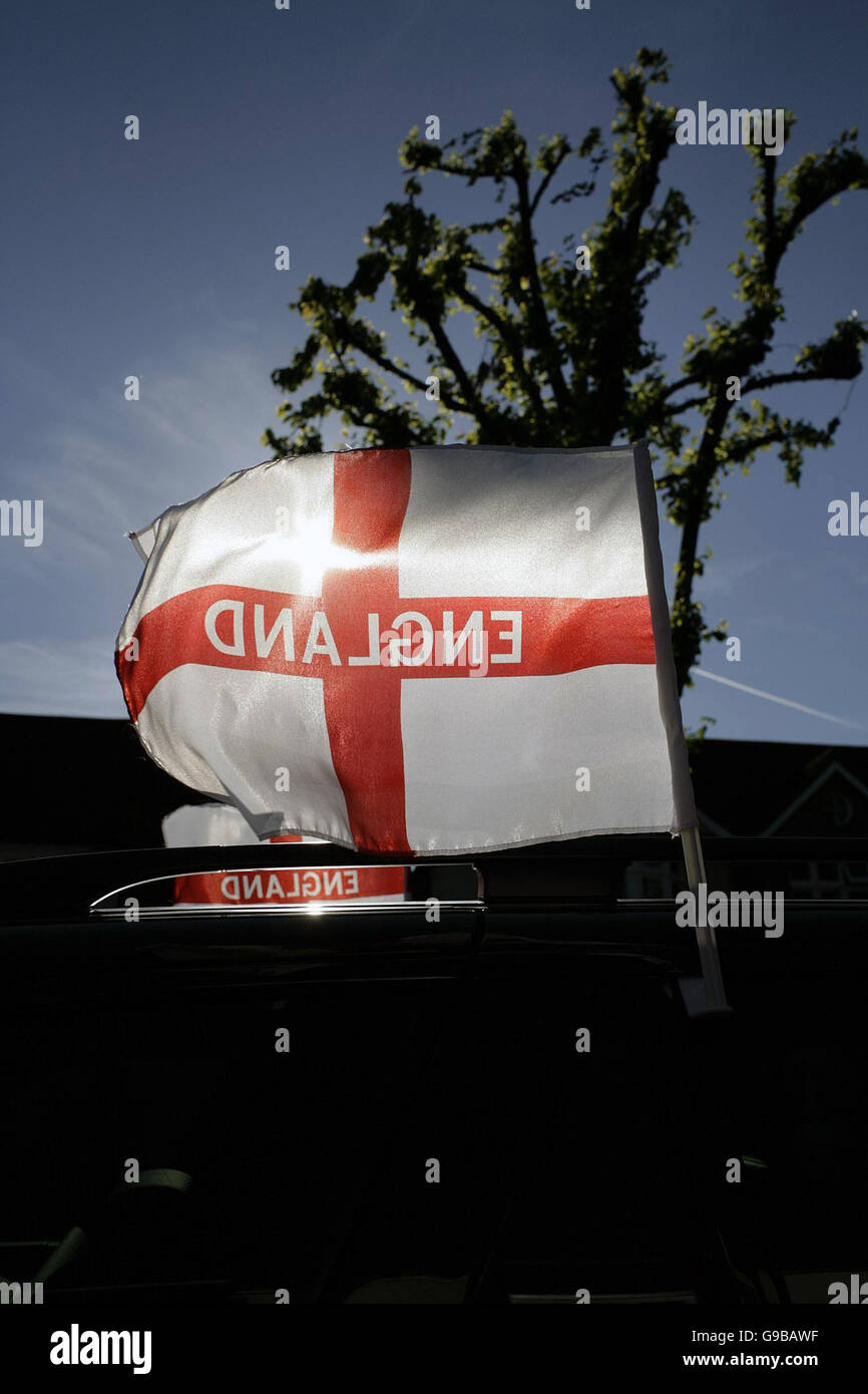 WORLDCUP Buildup Flags. A car adorned with a St George flag during the ...