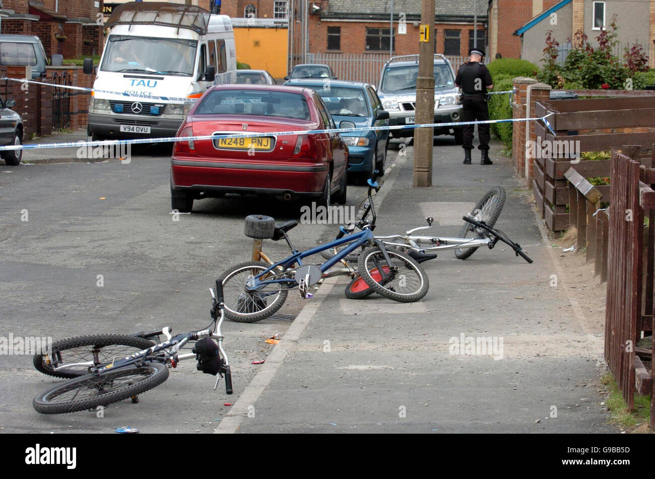 The scene in Billing Street, Ardwick, Manchester, after two 15-year-old ...