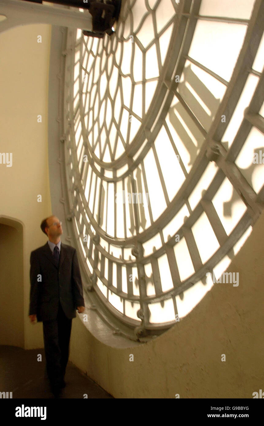 Keeper of the great clock for the Palace of Westminster in London Mike ...