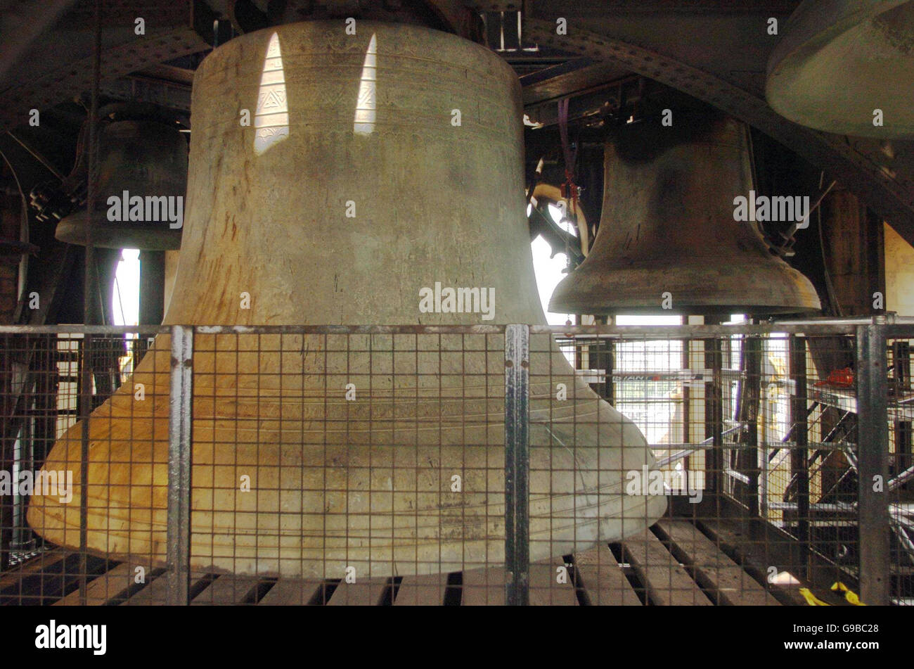 The process of repair work begins on a fourth quarter bell (right ...