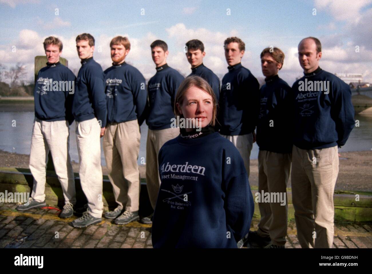 Oxford University cox Kajsa McLaren (front) with her teammates Stock ...