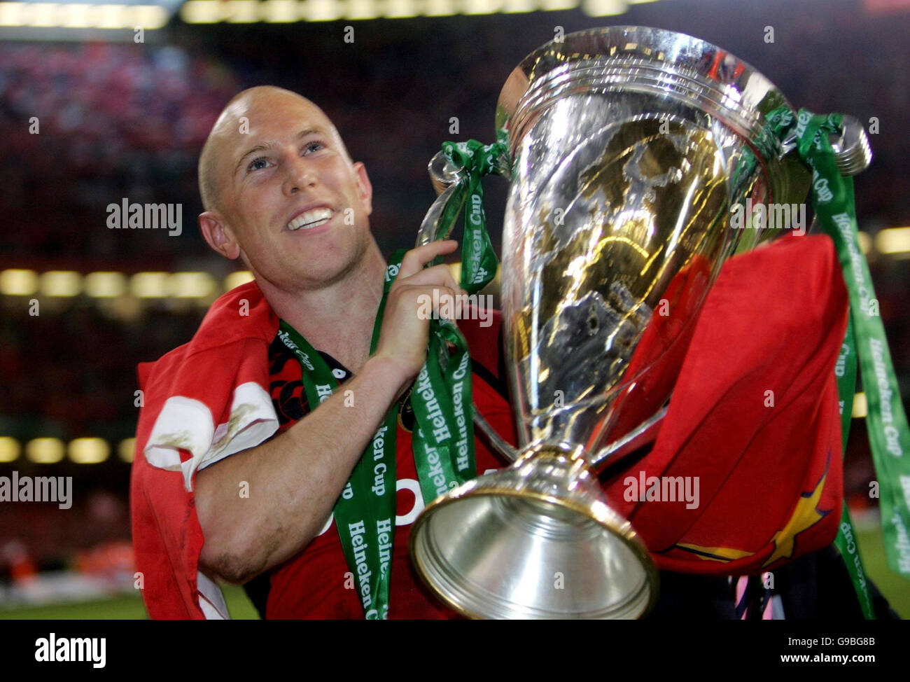 Munster's Peter Stringer celebrates with the Heineken Cup following the ...
