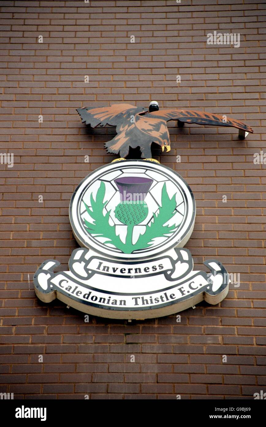 Inverness caledonian thistle badge on the exterior of caledonian ...