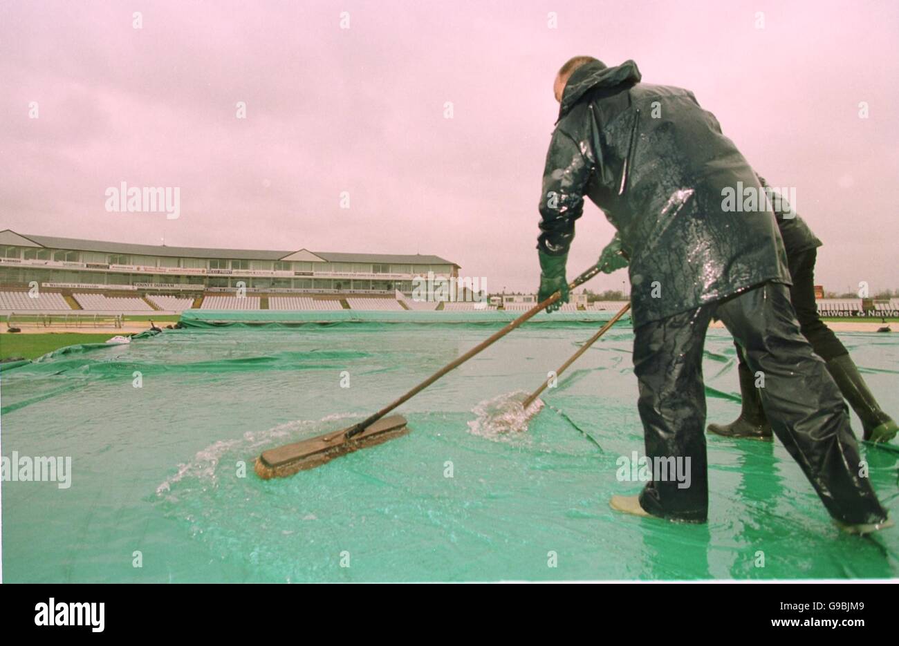 Groundsmen at The Riverside home of Durham County Cricket Club try in ...