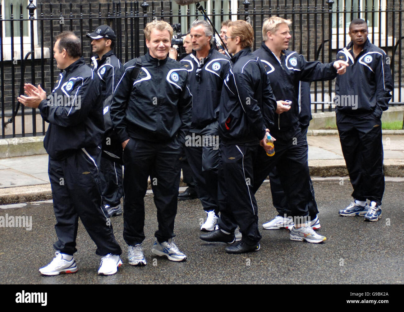 Gordon Ramsay arrives with the Rest of the World Soccer Aid team for a ...