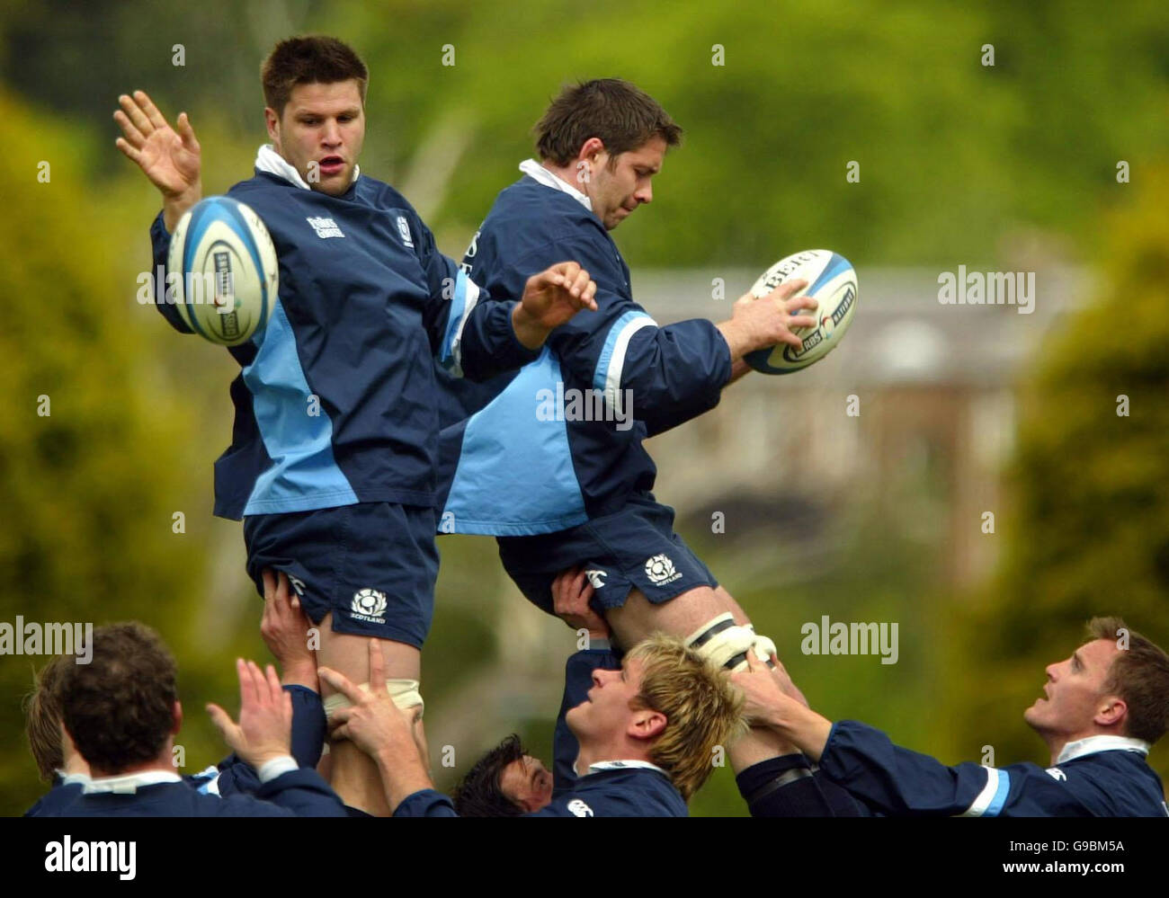 Scotlands scott murray training session on back pitches murrayfield ...