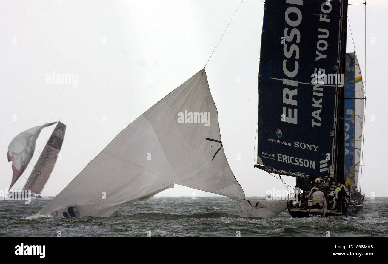 The Ericsson Racing Team rip their spinnaker sail while Pirates of the ...