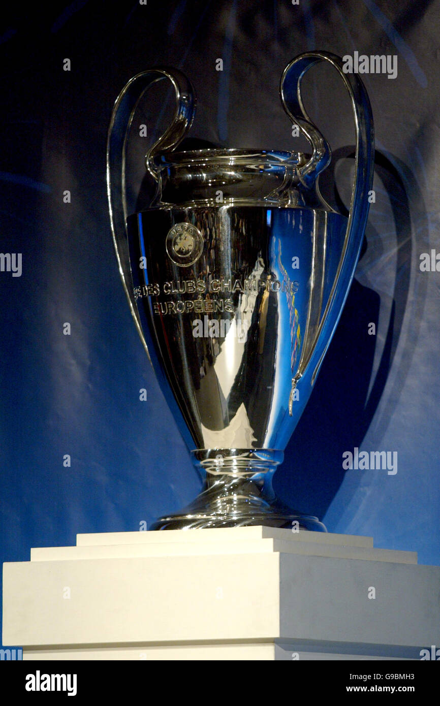 Stade de france the uefa cup trophy on display hi-res stock photography ...