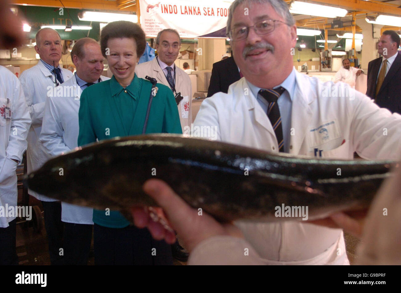 Fish merchant William Thornton reaches for a salmon which was to be ...