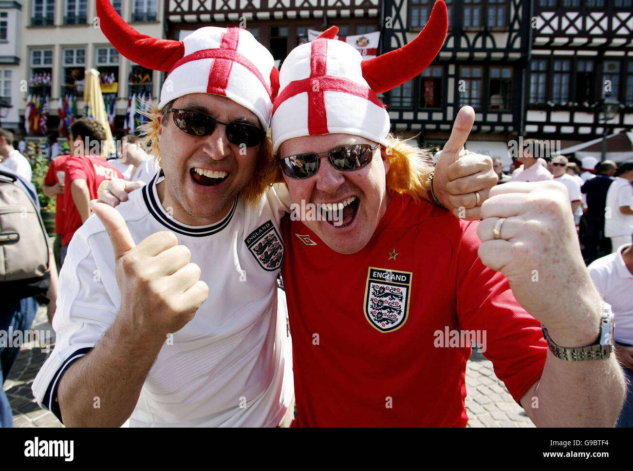 England fans Martin Sides and Brian Kiernan from Rotherham in Romerberg ...