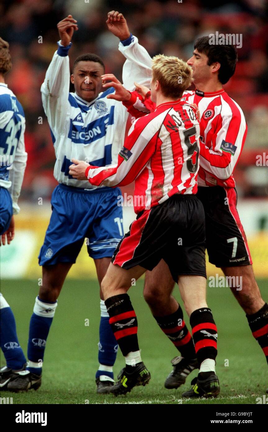 Sheffield United's Rob Kozluk (c) and Queens Park Rangers' Chris ...