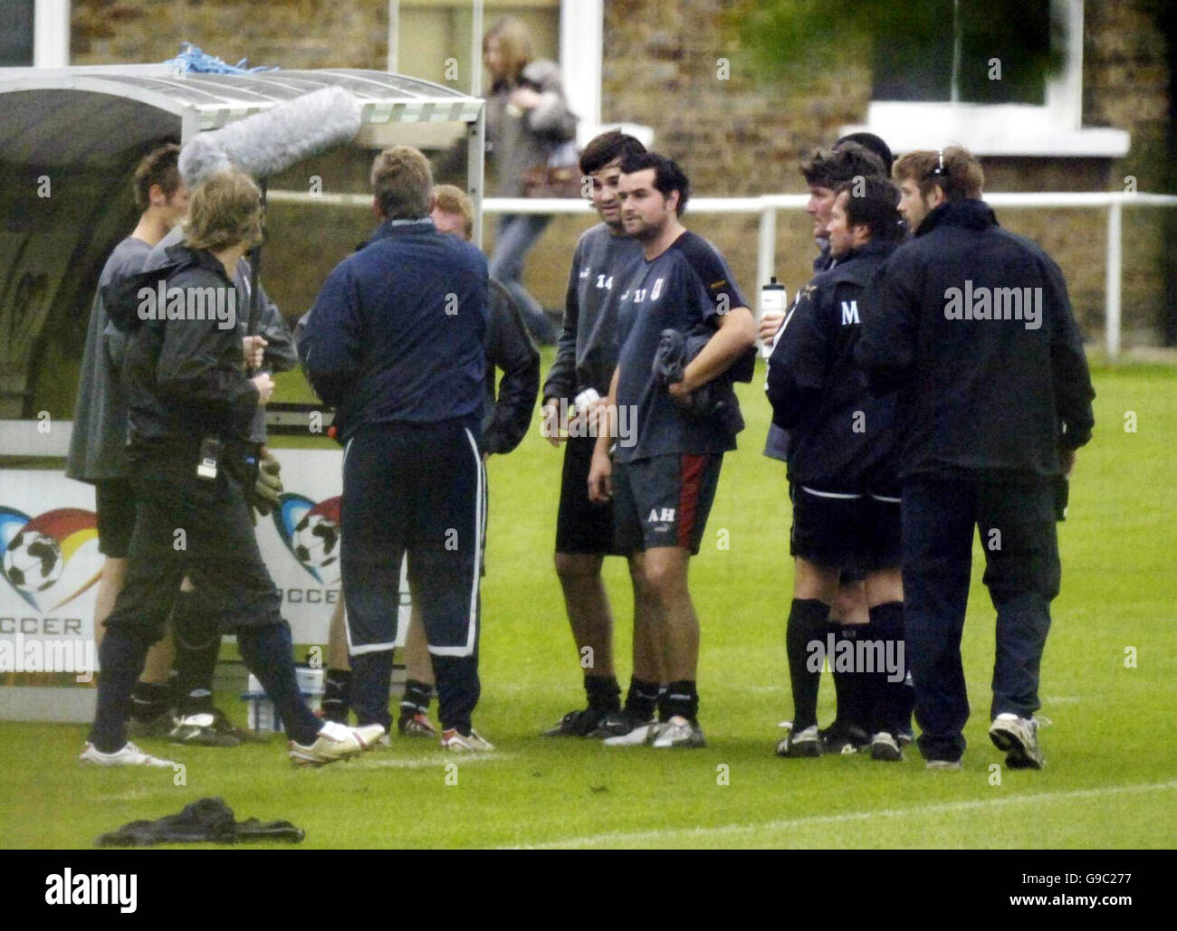 Members of the Rest of the World Soccer Aid squad following a training ...