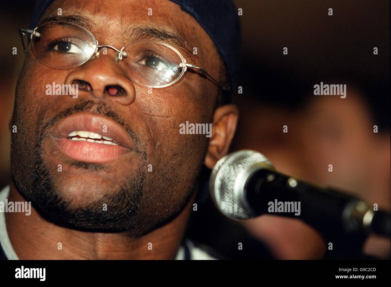 Michael Grant at a press confrence prior to challenging Lennox Lewis ...