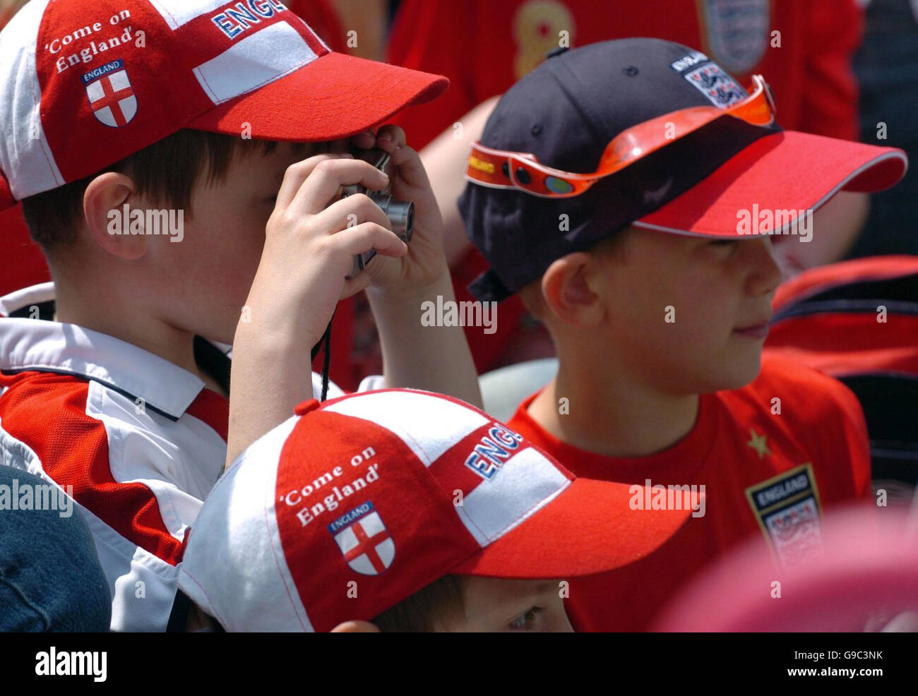 England fan Ryan Greer 8 from Luton (left) takes a photo as the England ...
