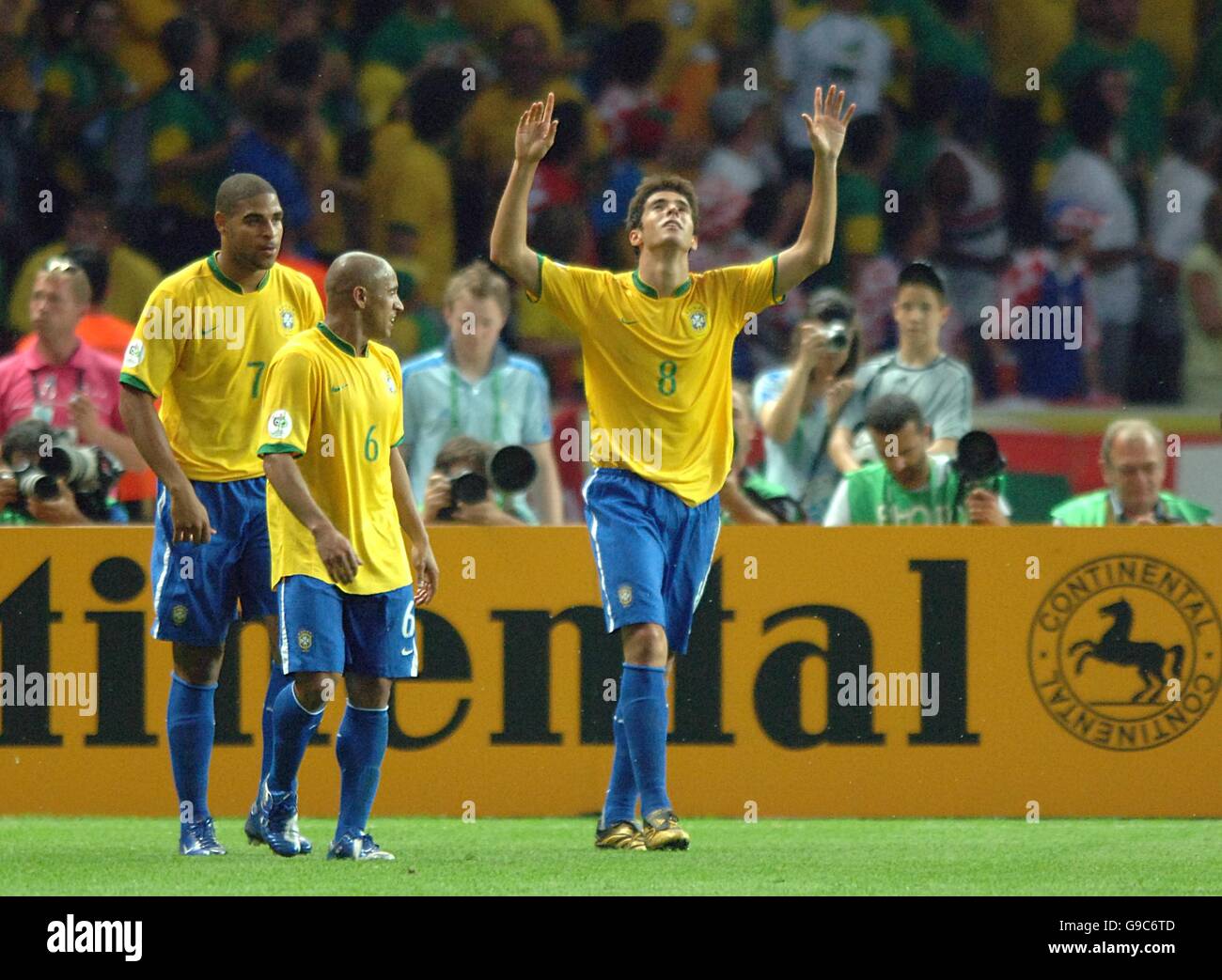 Brazil's Kaka celebrates scoring the opening goal of the game Stock ...