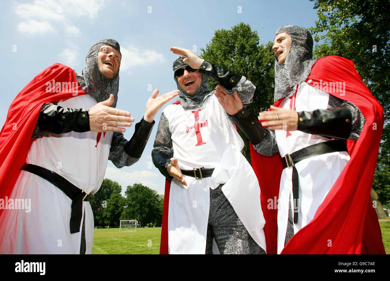England fans Dave Martin (left), Stan Stanfield and Paul Johnson ...