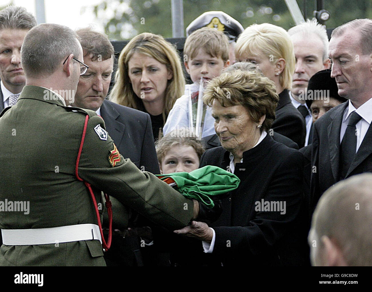 Maureen Haughey widow of the late Taoiseach Charlie Haughey receiving a ...