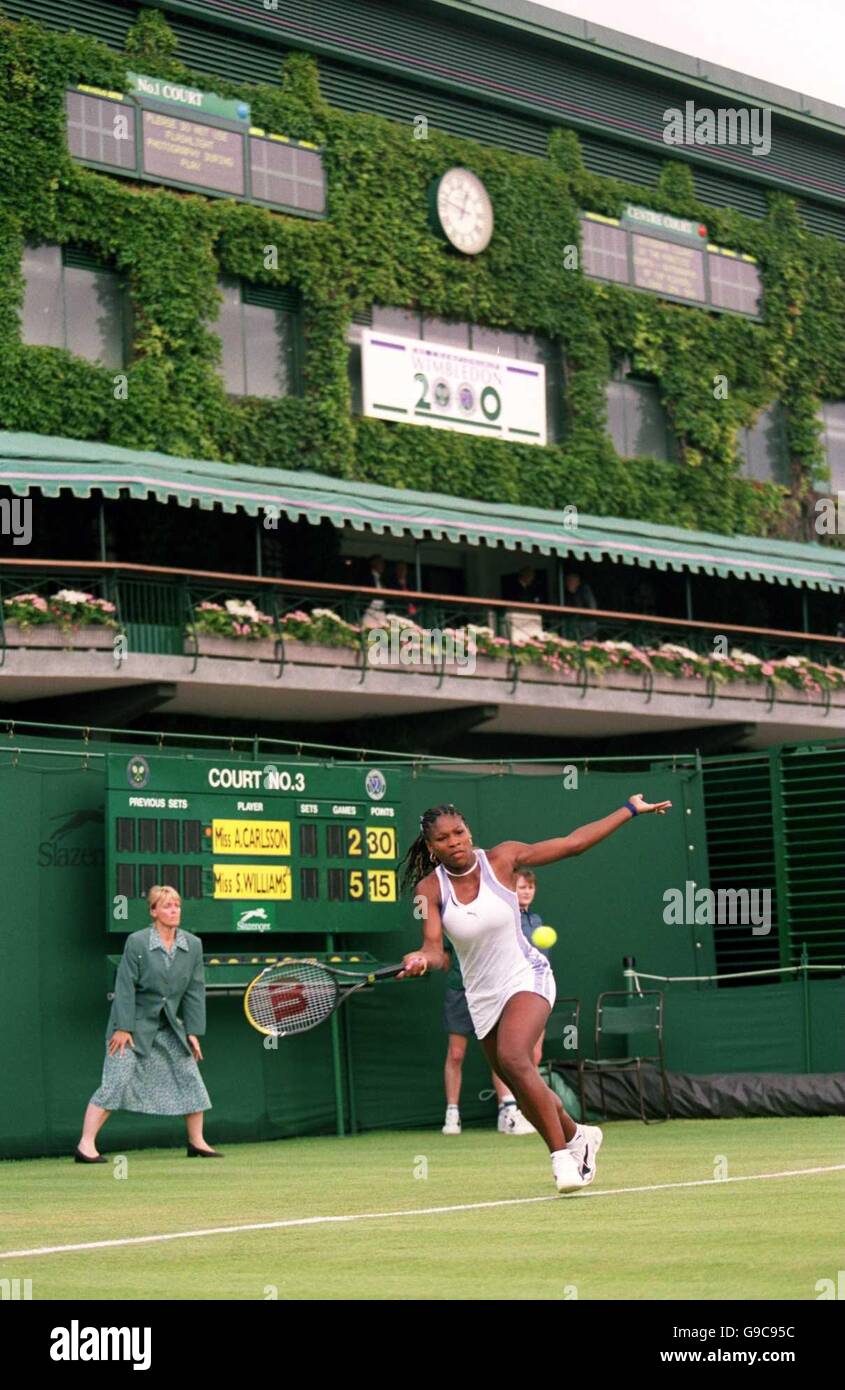 American Serena Williams stretches for a forehand during her first ...