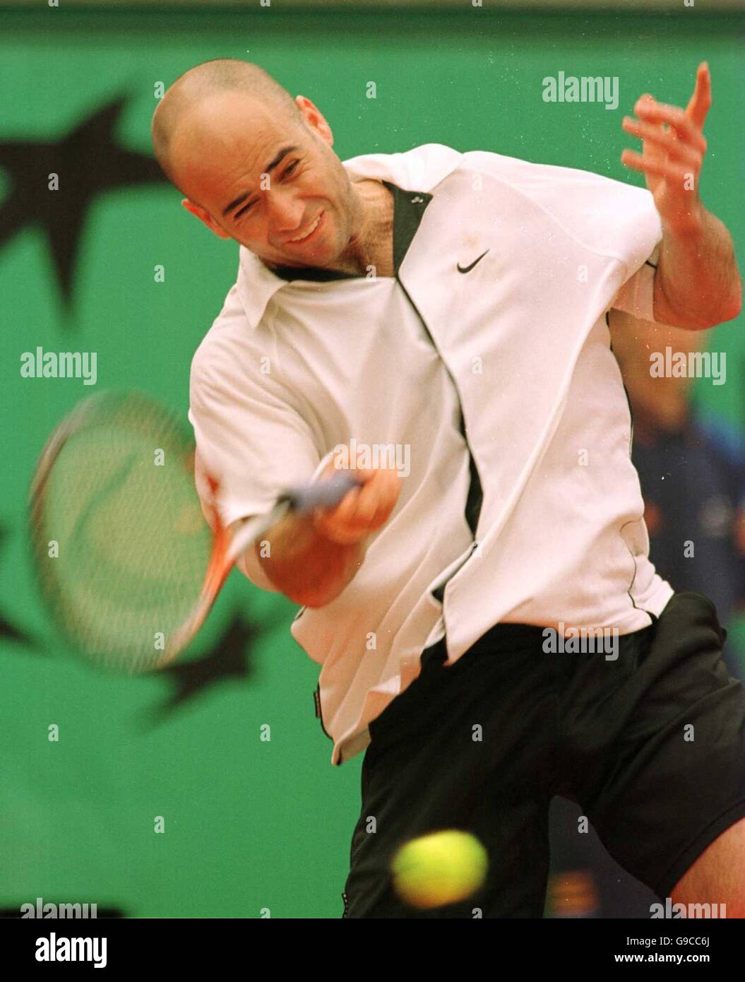 Tennis - French Open - First Round. Andre Agassi during his win over ...
