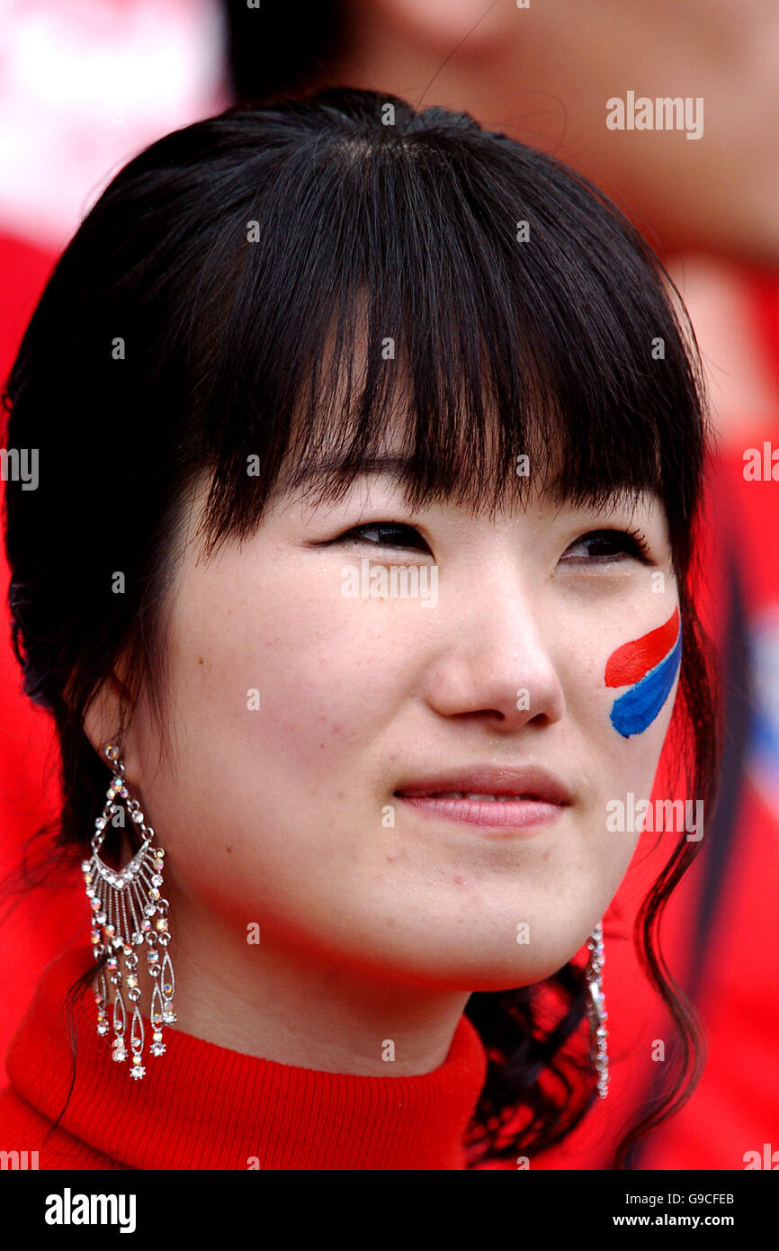 A South Korea fan soaks up the atmosphere prior to the game Stock Photo ...