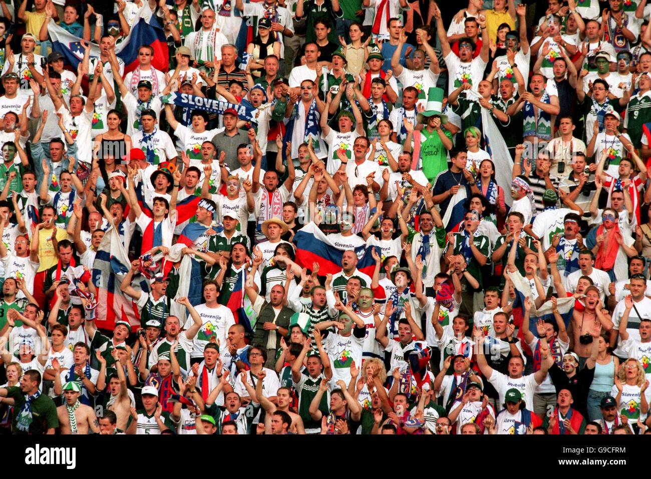 Crowd fan singing clapping chanting flag football hi-res stock ...