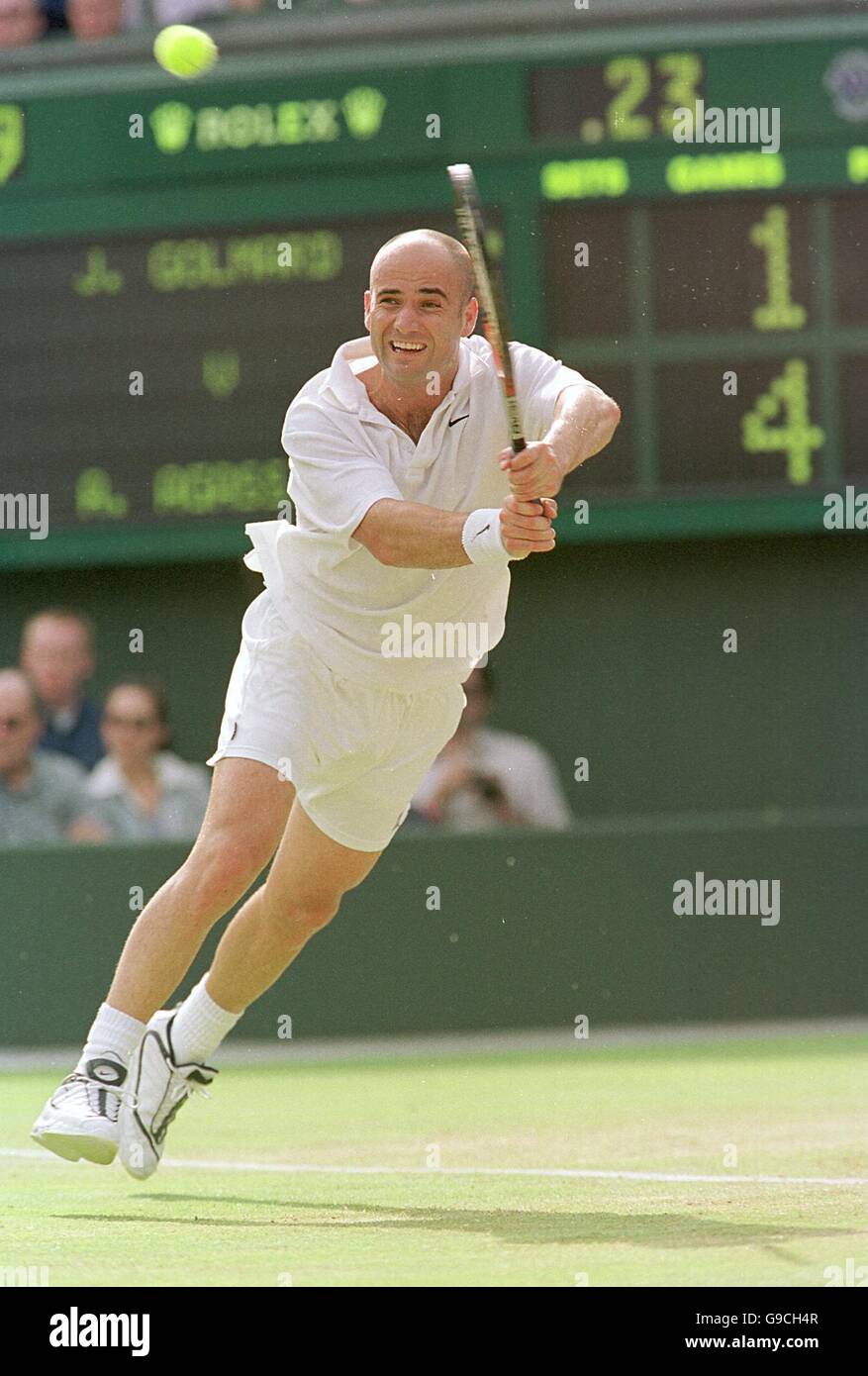 Tennis - Wimbledon Championships - Third Round. Andre Agassi in action ...