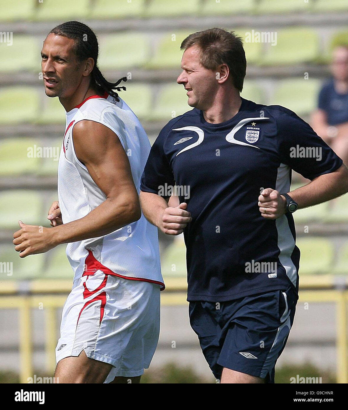 England's Rio Ferdinand (left) during a training session at ...