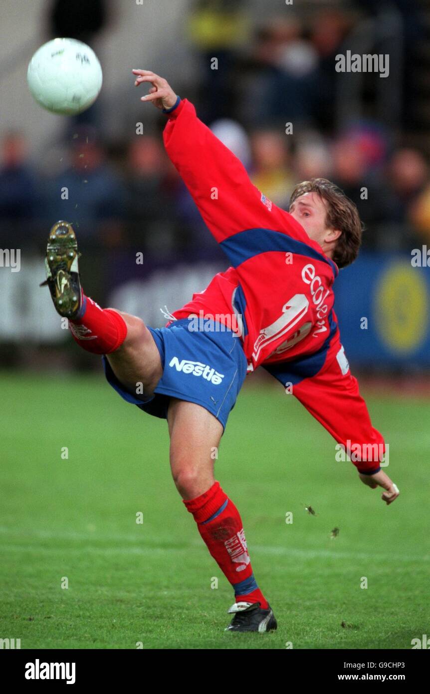 Helsingborgs stig johansen tries an overhead kick hi-res stock ...
