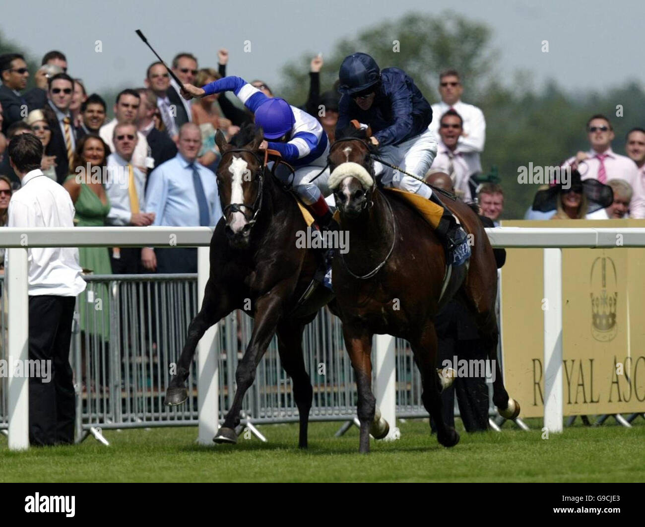 Papal Bull and jockey Kieren Fallon (right) gets up to beat Red Rocks ...