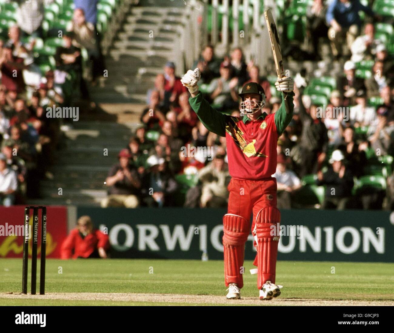 Zimbabwes grant flower celebrates defeating the west indies hi-res ...