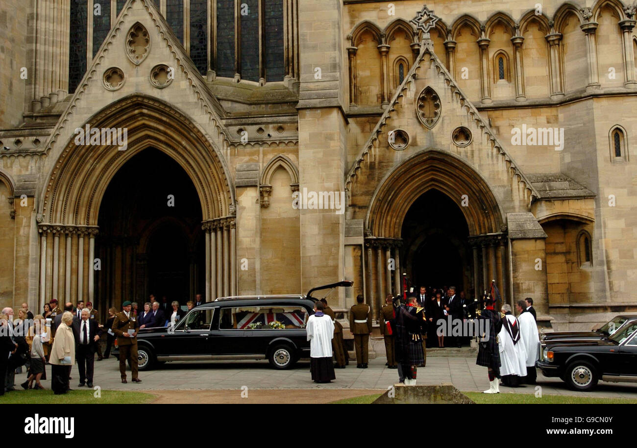 The coffin of Captain James Philippson, of the 7th Parachute Regiment ...